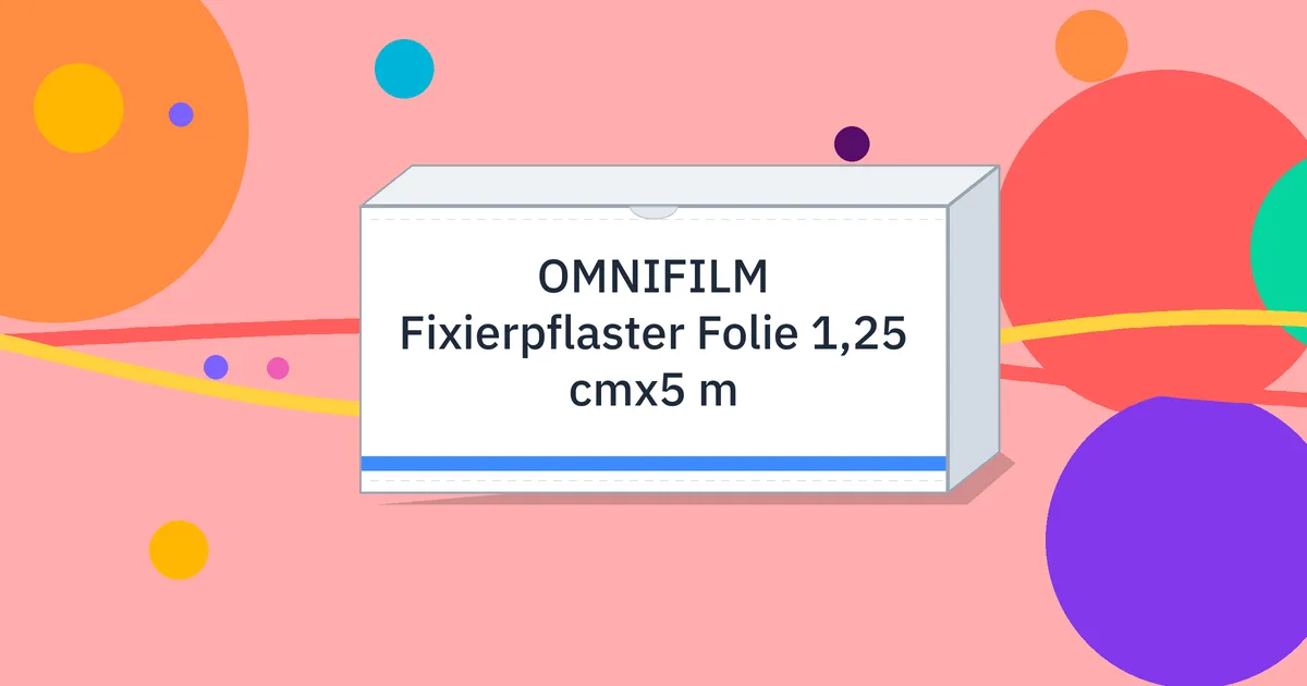 Symbolbild: Packung mit der Aufschrift OMNIFILM Fixierpflaster Folie 1,25 cmx5 m (PZN 14443072) – Verfügbarkeit und Bezug in Apotheken in Frankfurt am Main