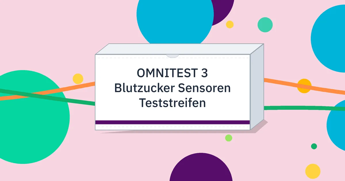 Symbolbild: Packung mit der Aufschrift OMNITEST 3 Blutzucker Sensoren Teststreifen (PZN 16512015) – Verfügbarkeit und Bezug in Apotheken in Frankfurt am Main