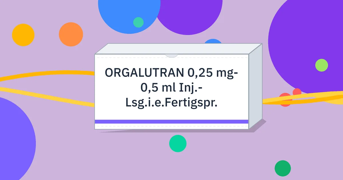 Symbolbild: Packung mit der Aufschrift ORGALUTRAN 0,25 mg-0,5 ml Inj.-Lsg.i.e.Fertigspr. (PZN 01228857) – Verfügbarkeit und Bezug in Apotheken in Frankfurt am Main