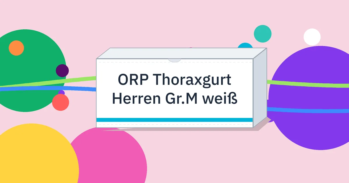 Symbolbild: Packung mit der Aufschrift ORP Thoraxgurt Herren Gr.M weiß (PZN 04903101) – Verfügbarkeit und Bezug in Apotheken in Frankfurt am Main