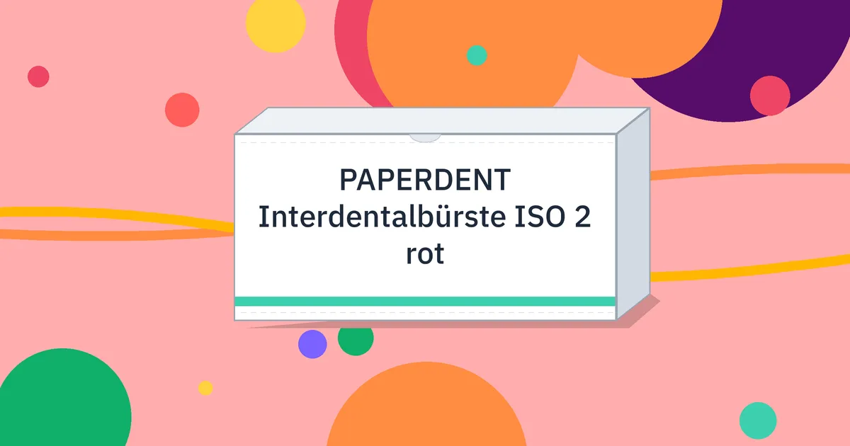 Symbolbild: Packung mit der Aufschrift PAPERDENT Interdentalbürste ISO 2 rot (PZN 18886381) – Verfügbarkeit und Bezug in Apotheken in Frankfurt am Main