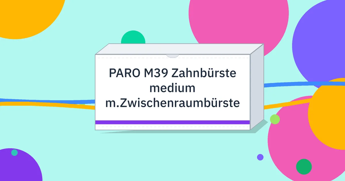 Symbolbild: Packung mit der Aufschrift PARO M39 Zahnbürste medium m.Zwischenraumbürste (PZN 17372214) – Verfügbarkeit und Bezug in Apotheken in Frankfurt am Main