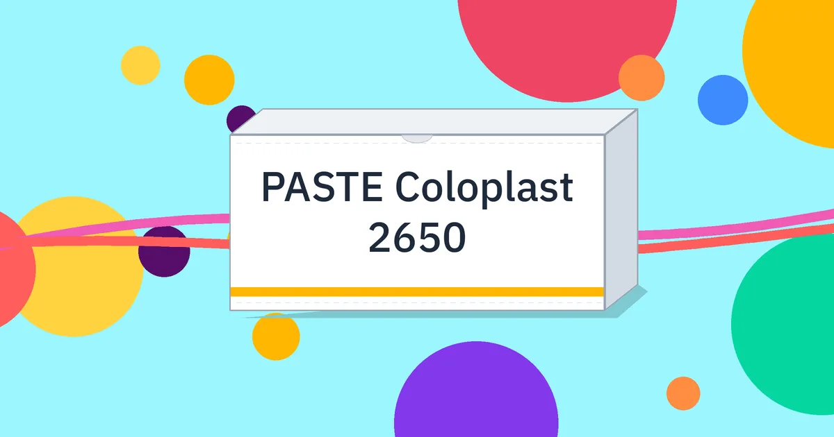 Symbolbild: Packung mit der Aufschrift PASTE Coloplast 2650 (PZN 09619557) – Verfügbarkeit und Bezug in Apotheken in Frankfurt am Main