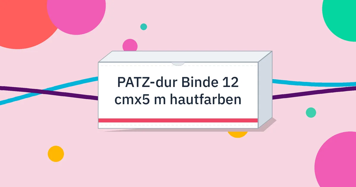 Symbolbild: Packung mit der Aufschrift PATZ-dur Binde 12 cmx5 m hautfarben (PZN 06814229) – Verfügbarkeit und Bezug in Apotheken in Frankfurt am Main
