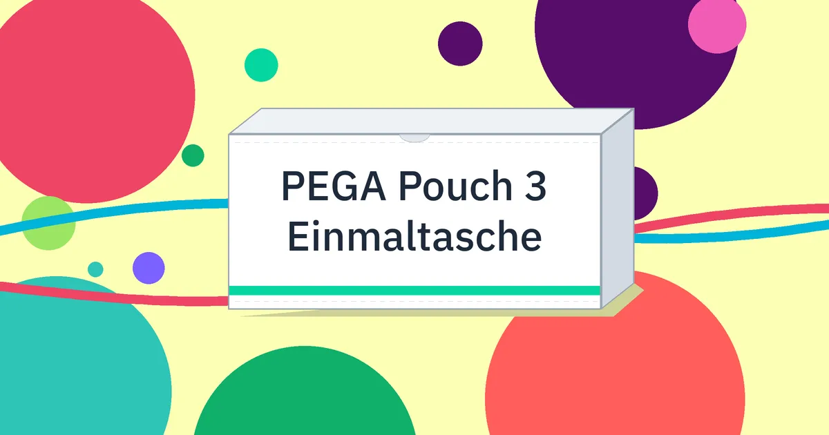 Symbolbild: Packung mit der Aufschrift PEGA Pouch 3 Einmaltasche (PZN 11638088) – Verfügbarkeit und Bezug in Apotheken in Frankfurt am Main