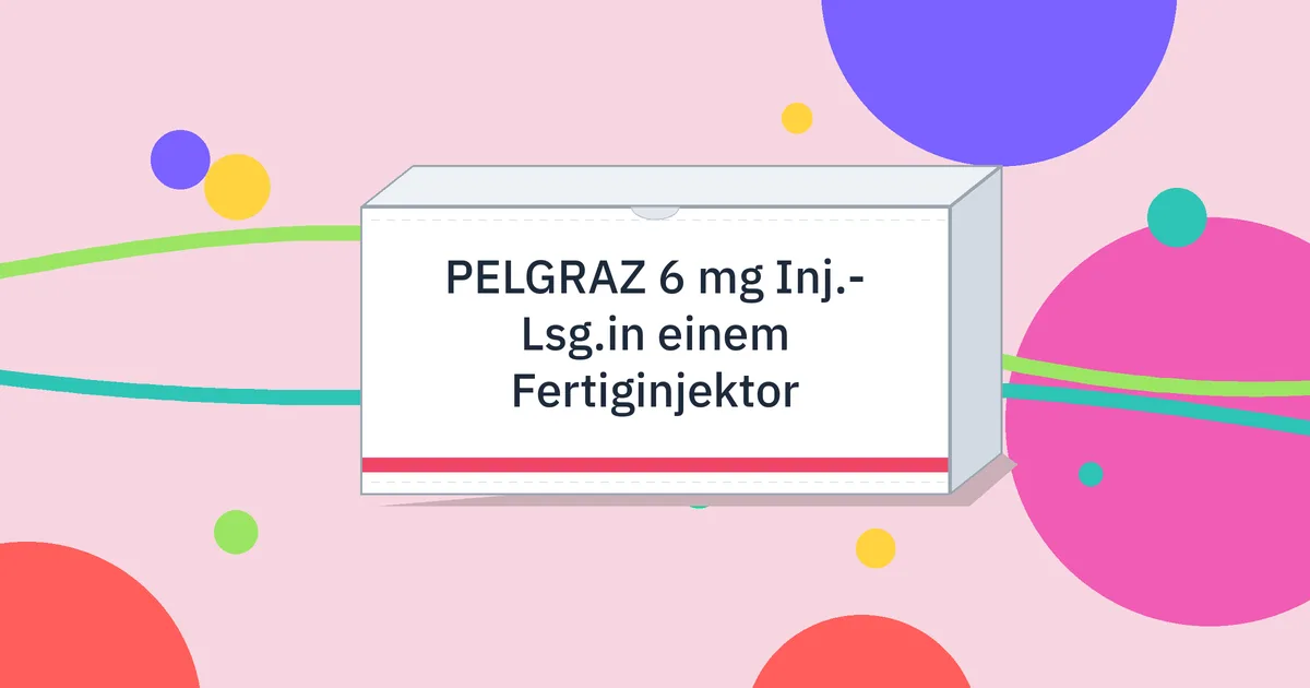 Symbolbild: Packung mit der Aufschrift PELGRAZ 6 mg Inj.-Lsg.in einem Fertiginjektor (PZN 18036464) – Verfügbarkeit und Bezug in Apotheken in Frankfurt am Main