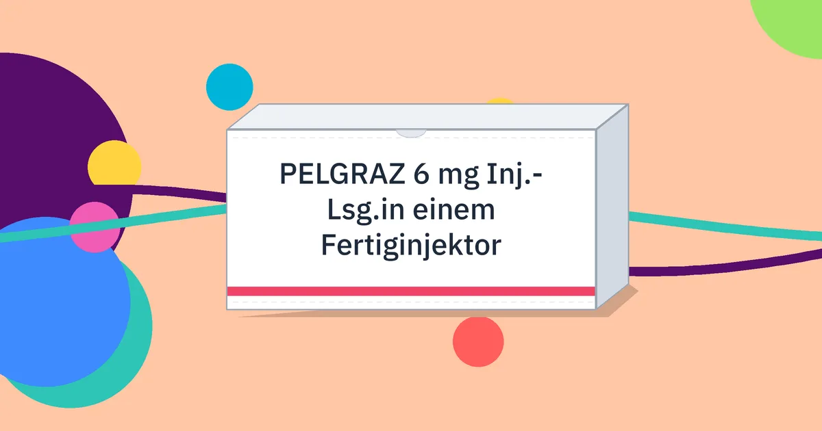 Symbolbild: Packung mit der Aufschrift PELGRAZ 6 mg Inj.-Lsg.in einem Fertiginjektor (PZN 19177586) – Verfügbarkeit und Bezug in Apotheken in Frankfurt am Main
