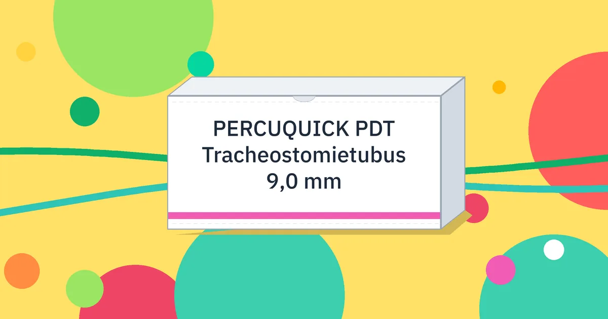 Symbolbild: Packung mit der Aufschrift PERCUQUICK PDT Tracheostomietubus 9,0 mm (PZN 00682407) – Verfügbarkeit und Bezug in Apotheken in Frankfurt am Main