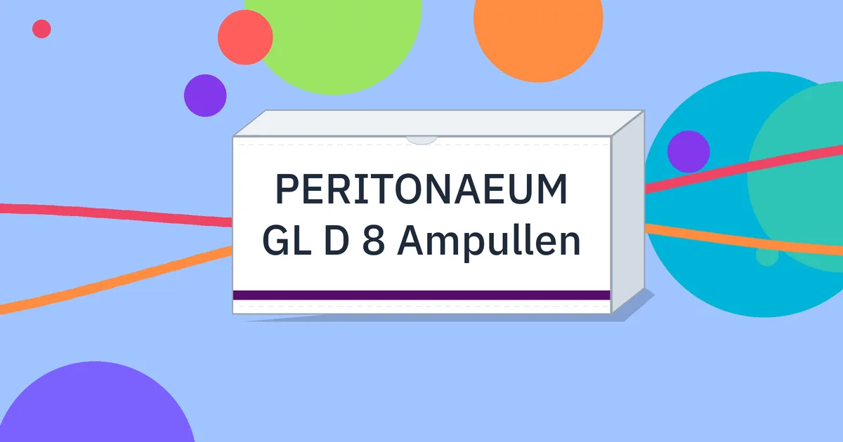 Symbolbild: Packung mit der Aufschrift PERITONAEUM GL D 8 Ampullen (PZN 02947347) – Verfügbarkeit und Bezug in Apotheken in Frankfurt am Main