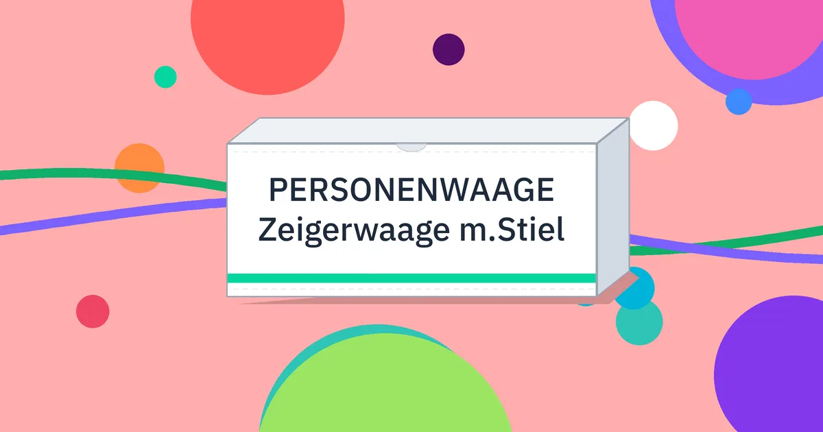 Symbolbild: Packung mit der Aufschrift PERSONENWAAGE Zeigerwaage m.Stiel (PZN 02009620) – Verfügbarkeit und Bezug in Apotheken in Frankfurt am Main