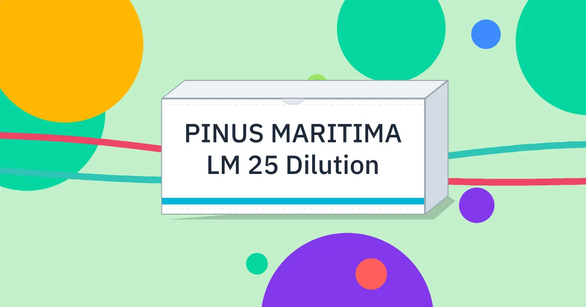 Symbolbild: Packung mit der Aufschrift PINUS MARITIMA LM 25 Dilution (PZN 13644526) – Verfügbarkeit und Bezug in Apotheken in Frankfurt am Main