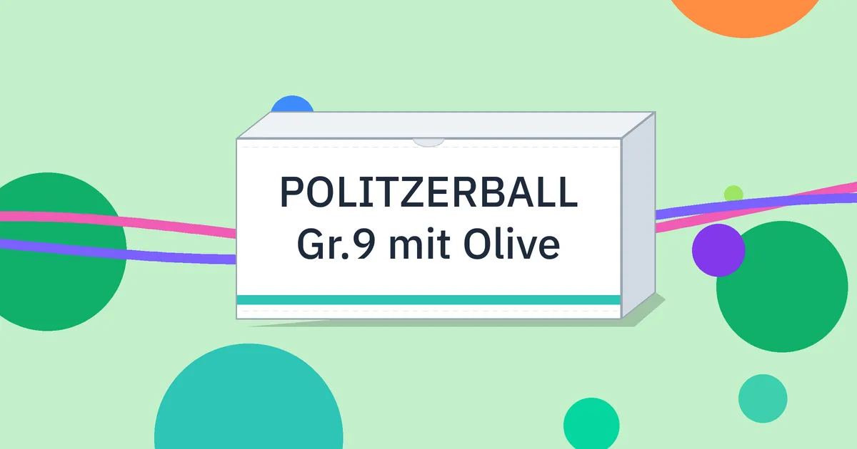 Symbolbild: Packung mit der Aufschrift POLITZERBALL Gr.9 mit Olive (PZN 09885247) – Verfügbarkeit und Bezug in Apotheken in Frankfurt am Main
