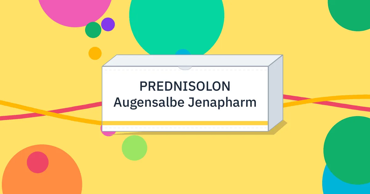 Symbolbild: Packung mit der Aufschrift PREDNISOLON Augensalbe Jenapharm (PZN 03524548) – Verfügbarkeit und Bezug in Apotheken in Frankfurt am Main