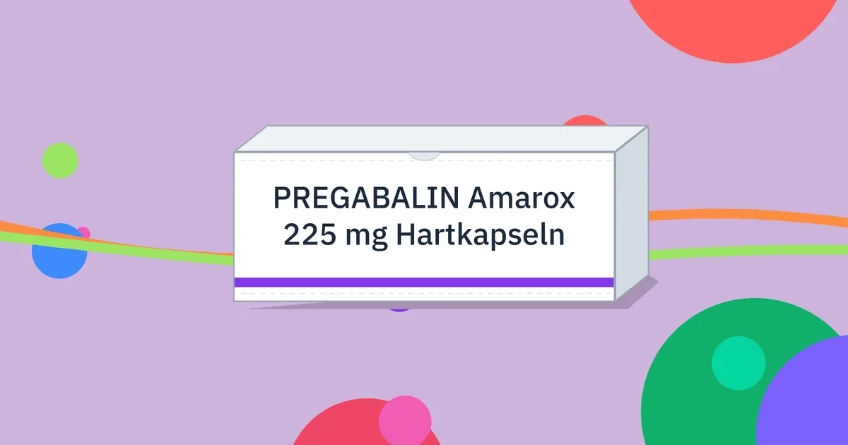 Symbolbild: Packung mit der Aufschrift PREGABALIN Amarox 225 mg Hartkapseln (PZN 16805266) – Verfügbarkeit und Bezug in Apotheken in Frankfurt am Main