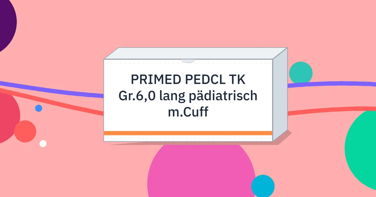 Symbolbild: Packung mit der Aufschrift PRIMED PEDCL TK Gr.6,0 lang pädiatrisch m.Cuff (PZN 11108947) – Verfügbarkeit und Bezug in Apotheken in Frankfurt am Main