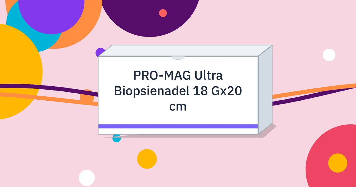 Symbolbild: Packung mit der Aufschrift PRO-MAG Ultra Biopsienadel 18 Gx20 cm (PZN 06769285) – Verfügbarkeit und Bezug in Apotheken in Frankfurt am Main