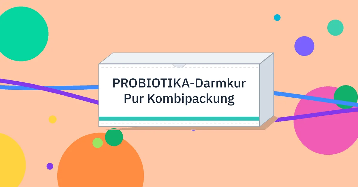 Symbolbild: Packung mit der Aufschrift PROBIOTIKA-Darmkur Pur Kombipackung (PZN 19889364) – Verfügbarkeit und Bezug in Apotheken in Frankfurt am Main