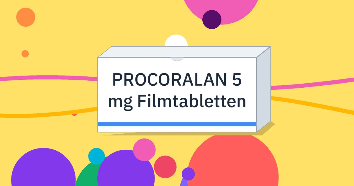 Symbolbild: Packung mit der Aufschrift PROCORALAN 5 mg Filmtabletten (PZN 10203218) – Verfügbarkeit und Bezug in Apotheken in Frankfurt am Main