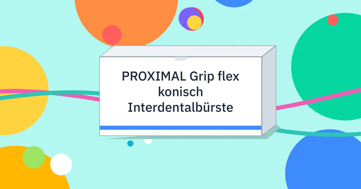 Symbolbild: Packung mit der Aufschrift PROXIMAL Grip flex konisch Interdentalbürste (PZN 06809748) – Verfügbarkeit und Bezug in Apotheken in Frankfurt am Main