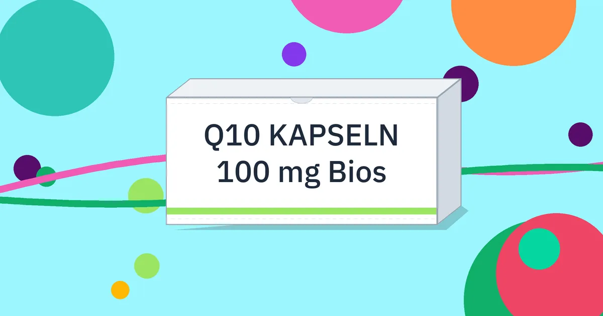 Symbolbild: Packung mit der Aufschrift Q10 KAPSELN 100 mg Bios (PZN 04038181) – Verfügbarkeit und Bezug in Apotheken in Frankfurt am Main