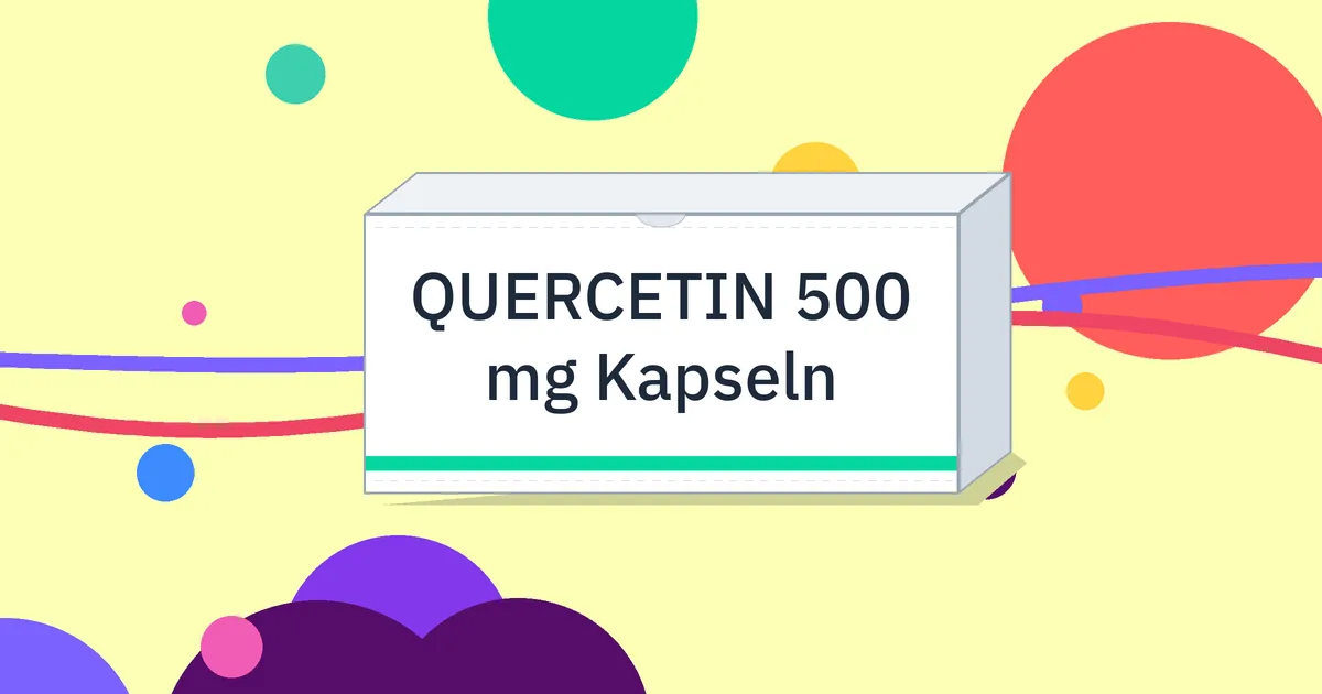 Symbolbild: Packung mit der Aufschrift QUERCETIN 500 mg Kapseln (PZN 17589362) – Verfügbarkeit und Bezug in Apotheken in Frankfurt am Main
