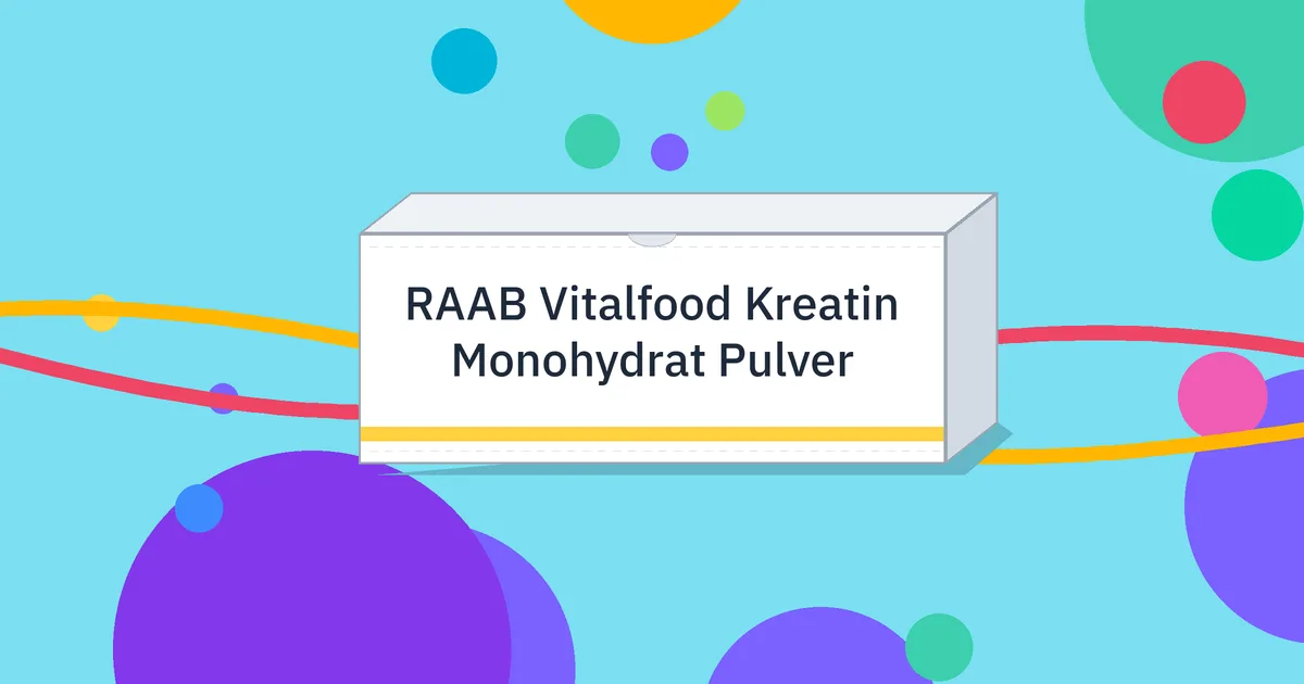 Symbolbild: Packung mit der Aufschrift RAAB Vitalfood Kreatin Monohydrat Pulver (PZN 20341223) – Verfügbarkeit und Bezug in Apotheken in Frankfurt am Main