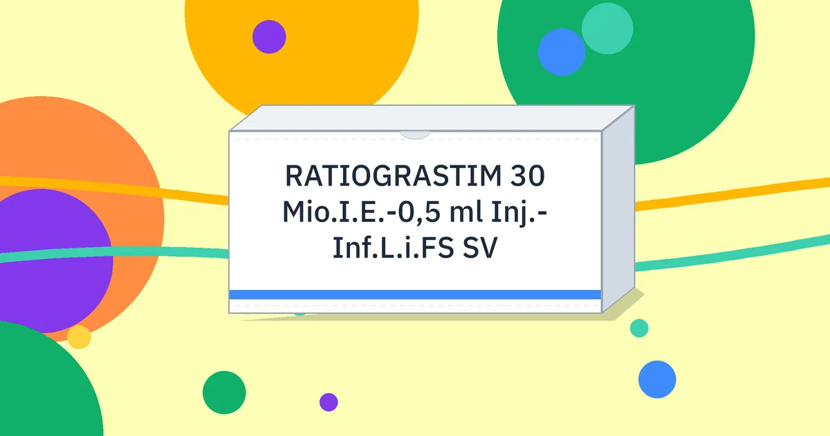 Symbolbild: Packung mit der Aufschrift RATIOGRASTIM 30 Mio.I.E.-0,5 ml Inj.-Inf.L.i.FS SV (PZN 15786472) – Verfügbarkeit und Bezug in Apotheken in Frankfurt am Main