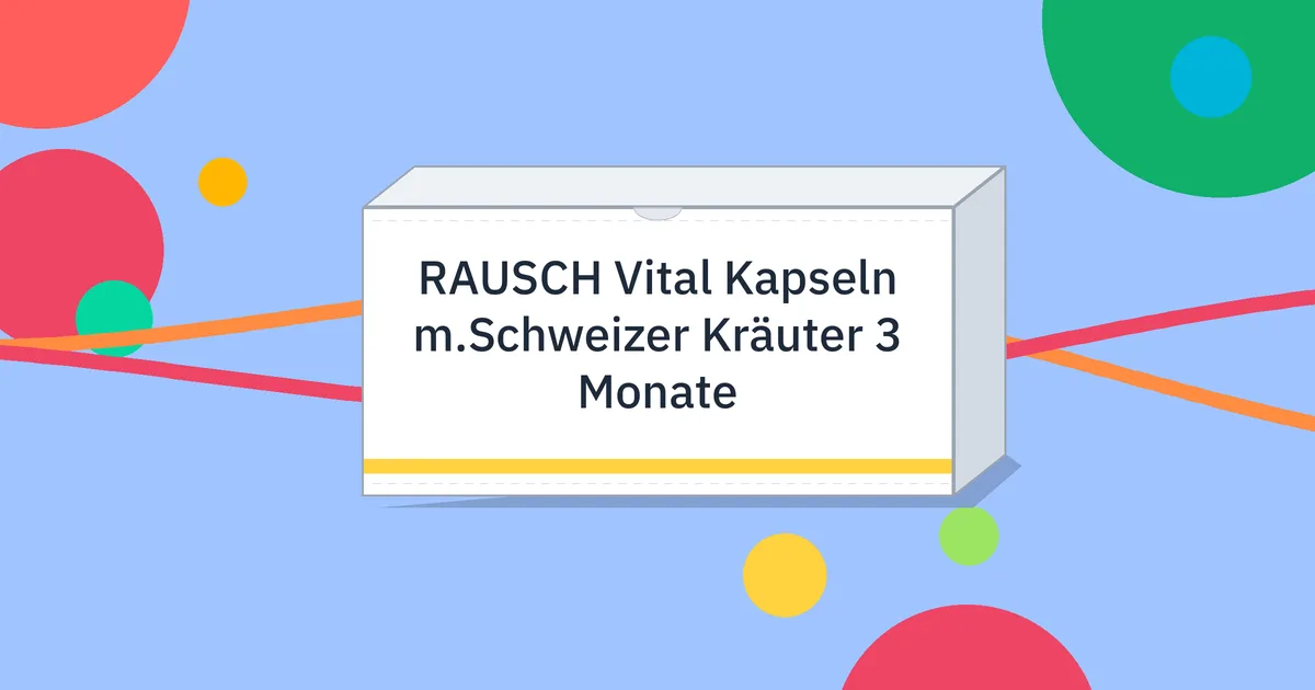 Symbolbild: Packung mit der Aufschrift RAUSCH Vital Kapseln m.Schweizer Kräuter 3 Monate (PZN 19508126) – Verfügbarkeit und Bezug in Apotheken in Frankfurt am Main
