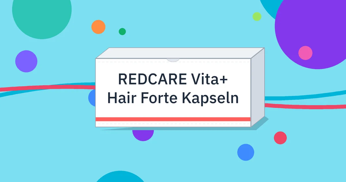 Symbolbild: Packung mit der Aufschrift REDCARE Vita+ Hair Forte Kapseln (PZN 19769418) – Verfügbarkeit und Bezug in Apotheken in Frankfurt am Main