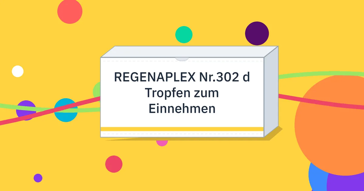 Symbolbild: Packung mit der Aufschrift REGENAPLEX Nr.302 d Tropfen zum Einnehmen (PZN 06621200) – Verfügbarkeit und Bezug in Apotheken in Frankfurt am Main
