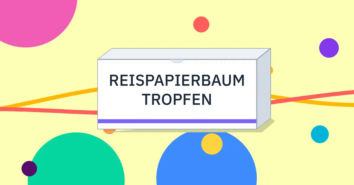 Symbolbild: Packung mit der Aufschrift REISPAPIERBAUM TROPFEN (PZN 15229837) – Verfügbarkeit und Bezug in Apotheken in Frankfurt am Main