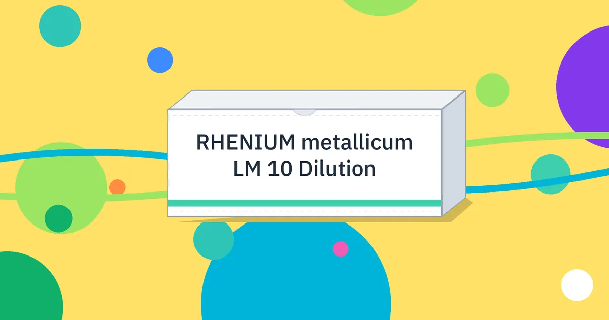 Symbolbild: Packung mit der Aufschrift RHENIUM metallicum LM 10 Dilution (PZN 13048988) – Verfügbarkeit und Bezug in Apotheken in Frankfurt am Main