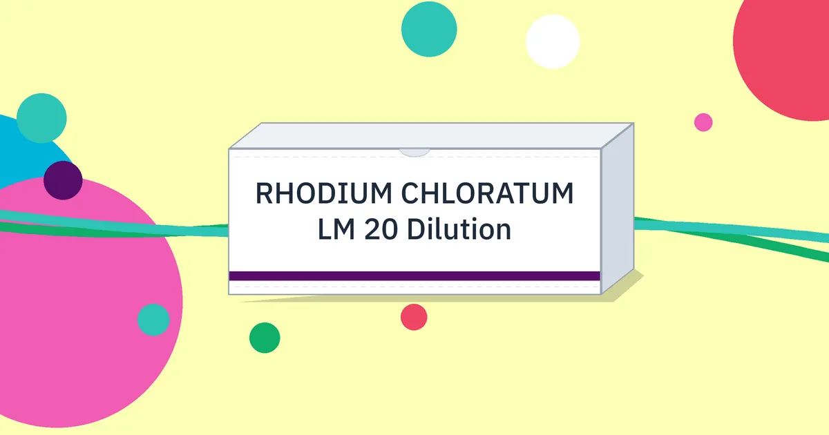 Symbolbild: Packung mit der Aufschrift RHODIUM CHLORATUM LM 20 Dilution (PZN 13050028) – Verfügbarkeit und Bezug in Apotheken in Frankfurt am Main
