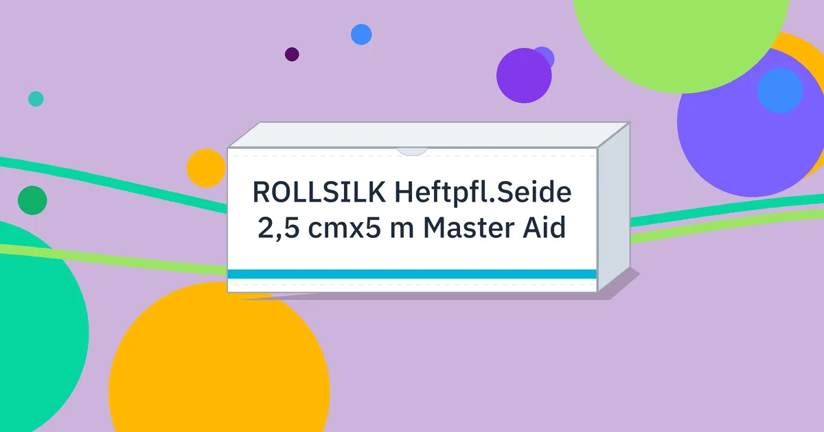 Symbolbild: Packung mit der Aufschrift ROLLSILK Heftpfl.Seide 2,5 cmx5 m Master Aid (PZN 20128848) – Verfügbarkeit und Bezug in Apotheken in Frankfurt am Main