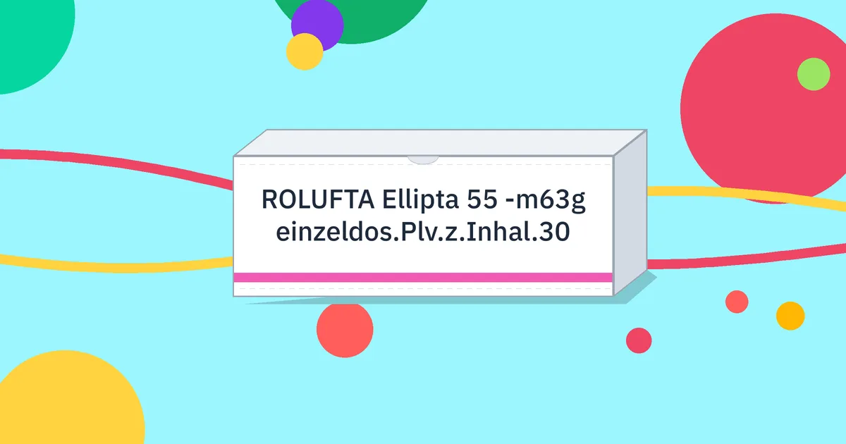 Symbolbild: Packung mit der Aufschrift ROLUFTA Ellipta 55 -m63g einzeldos.Plv.z.Inhal.30 (PZN 12900364) – Verfügbarkeit und Bezug in Apotheken in Frankfurt am Main