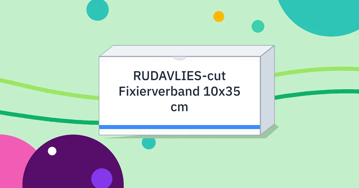 Symbolbild: Packung mit der Aufschrift RUDAVLIES-cut Fixierverband 10x35 cm (PZN 20017735) – Verfügbarkeit und Bezug in Apotheken in Frankfurt am Main