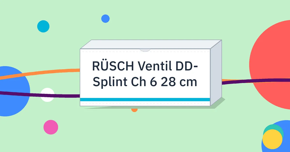 Symbolbild: Packung mit der Aufschrift RÜSCH Ventil DD-Splint Ch 6 28 cm (PZN 07399815) – Verfügbarkeit und Bezug in Apotheken in Frankfurt am Main