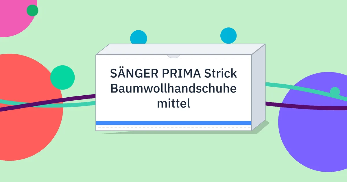 Symbolbild: Packung mit der Aufschrift SÄNGER PRIMA Strick Baumwollhandschuhe mittel (PZN 00287912) – Verfügbarkeit und Bezug in Apotheken in Frankfurt am Main