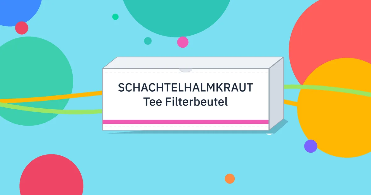 Symbolbild: Packung mit der Aufschrift SCHACHTELHALMKRAUT Tee Filterbeutel (PZN 04856554) – Verfügbarkeit und Bezug in Apotheken in Frankfurt am Main