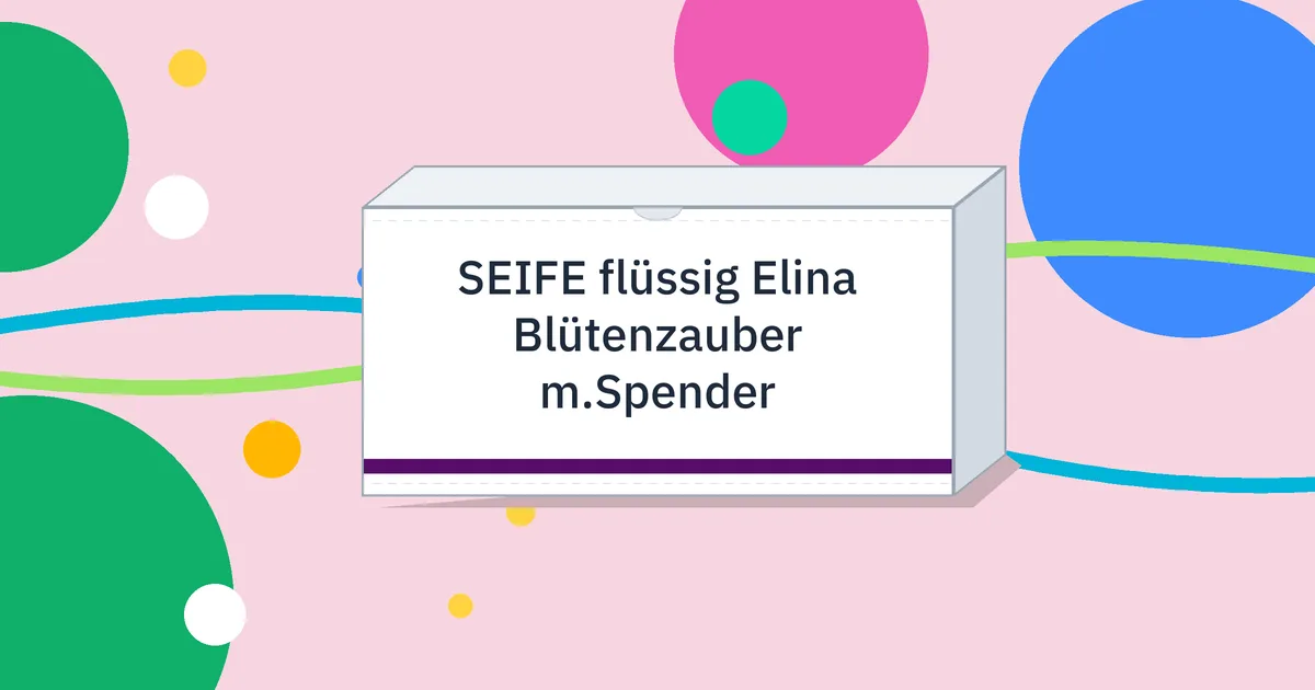 Symbolbild: Packung mit der Aufschrift SEIFE flüssig Elina Blütenzauber m.Spender (PZN 18394703) – Verfügbarkeit und Bezug in Apotheken in Frankfurt am Main