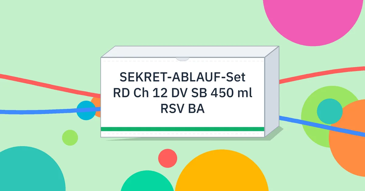 Symbolbild: Packung mit der Aufschrift SEKRET-ABLAUF-Set RD Ch 12 DV SB 450 ml RSV BA (PZN 17486260) – Verfügbarkeit und Bezug in Apotheken in Frankfurt am Main