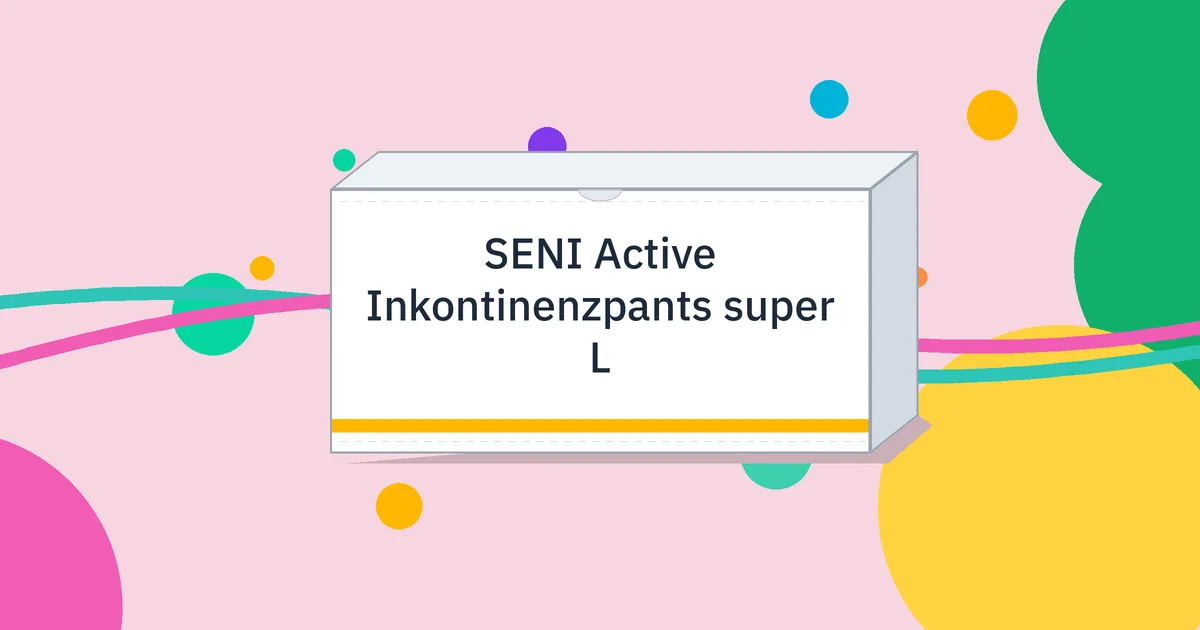 Symbolbild: Packung mit der Aufschrift SENI Active Inkontinenzpants super L (PZN 13475845) – Verfügbarkeit und Bezug in Apotheken in Frankfurt am Main