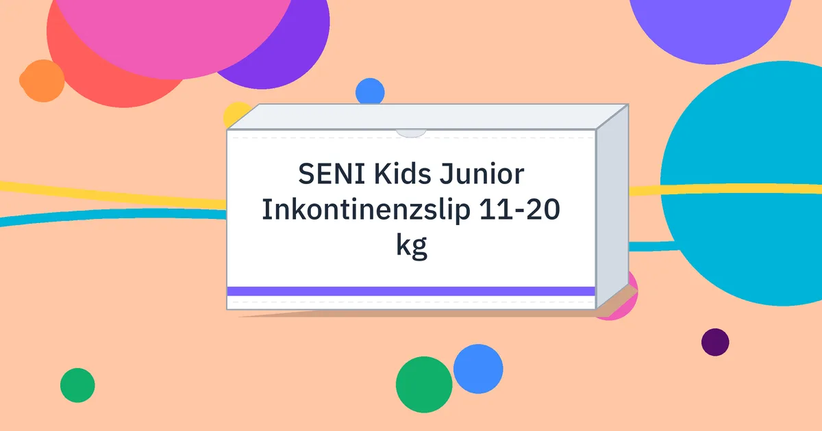 Symbolbild: Packung mit der Aufschrift SENI Kids Junior Inkontinenzslip 11-20 kg (PZN 20286671) – Verfügbarkeit und Bezug in Apotheken in Frankfurt am Main