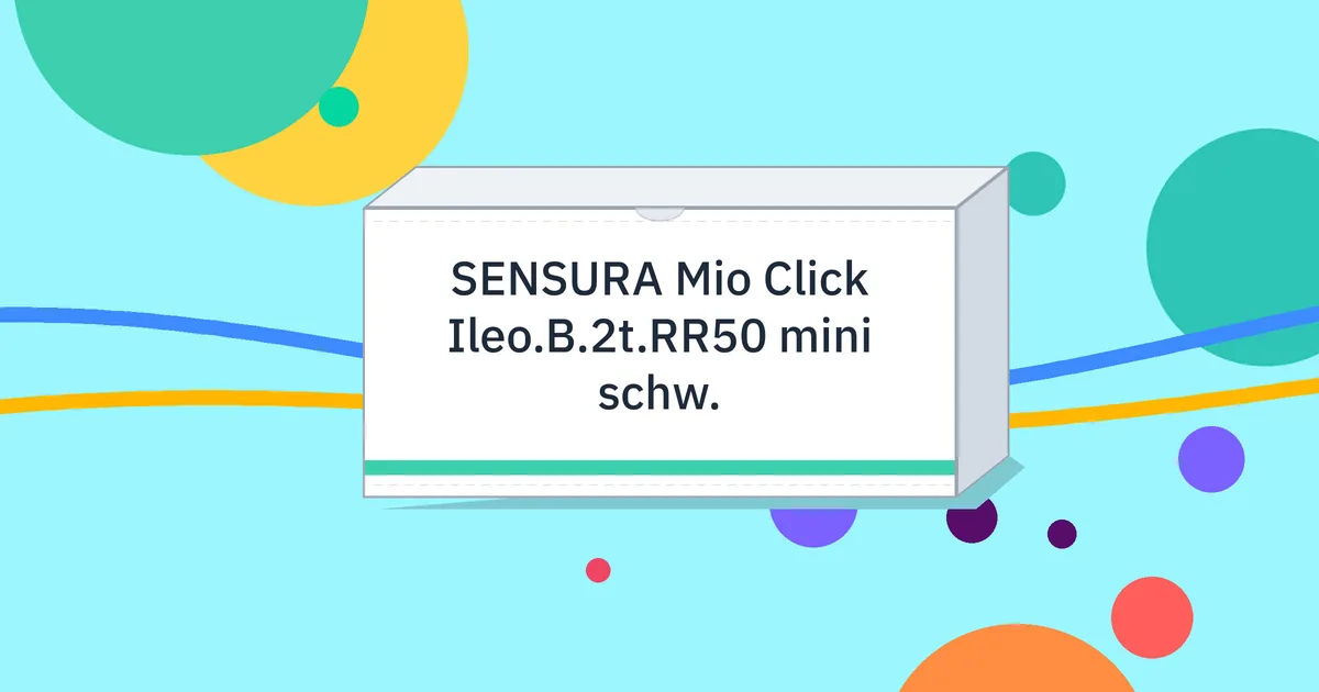Symbolbild: Packung mit der Aufschrift SENSURA Mio Click Ileo.B.2t.RR50 mini schw. (PZN 20323604) – Verfügbarkeit und Bezug in Apotheken in Frankfurt am Main