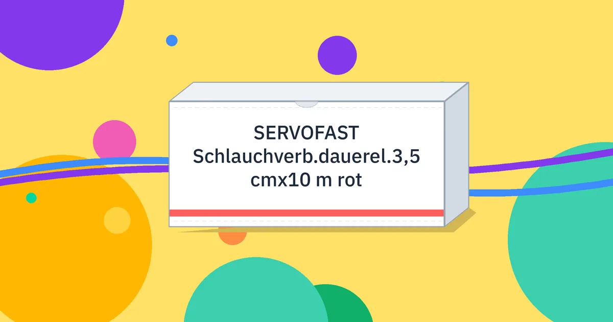 Symbolbild: Packung mit der Aufschrift SERVOFAST Schlauchverb.dauerel.3,5 cmx10 m rot (PZN 17897023) – Verfügbarkeit und Bezug in Apotheken in Frankfurt am Main