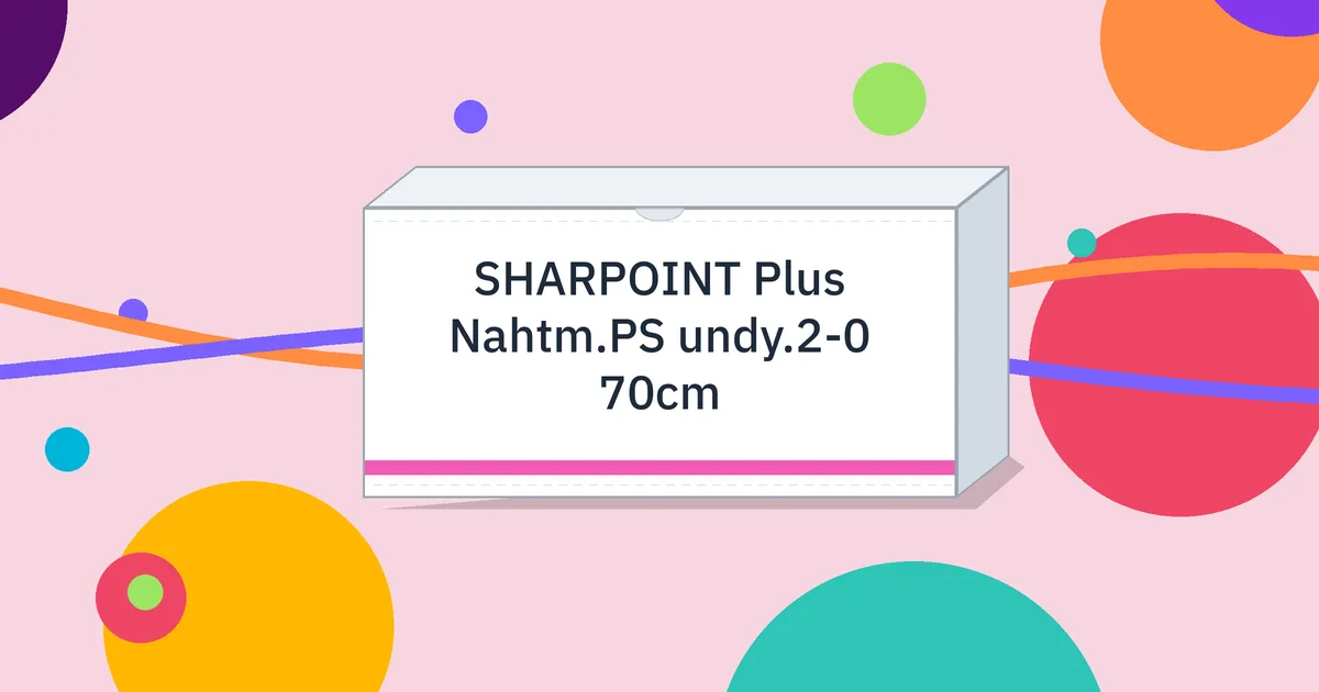 Symbolbild: Packung mit der Aufschrift SHARPOINT Plus Nahtm.PS undy.2-0 70cm (PZN 17995286) – Verfügbarkeit und Bezug in Apotheken in Frankfurt am Main