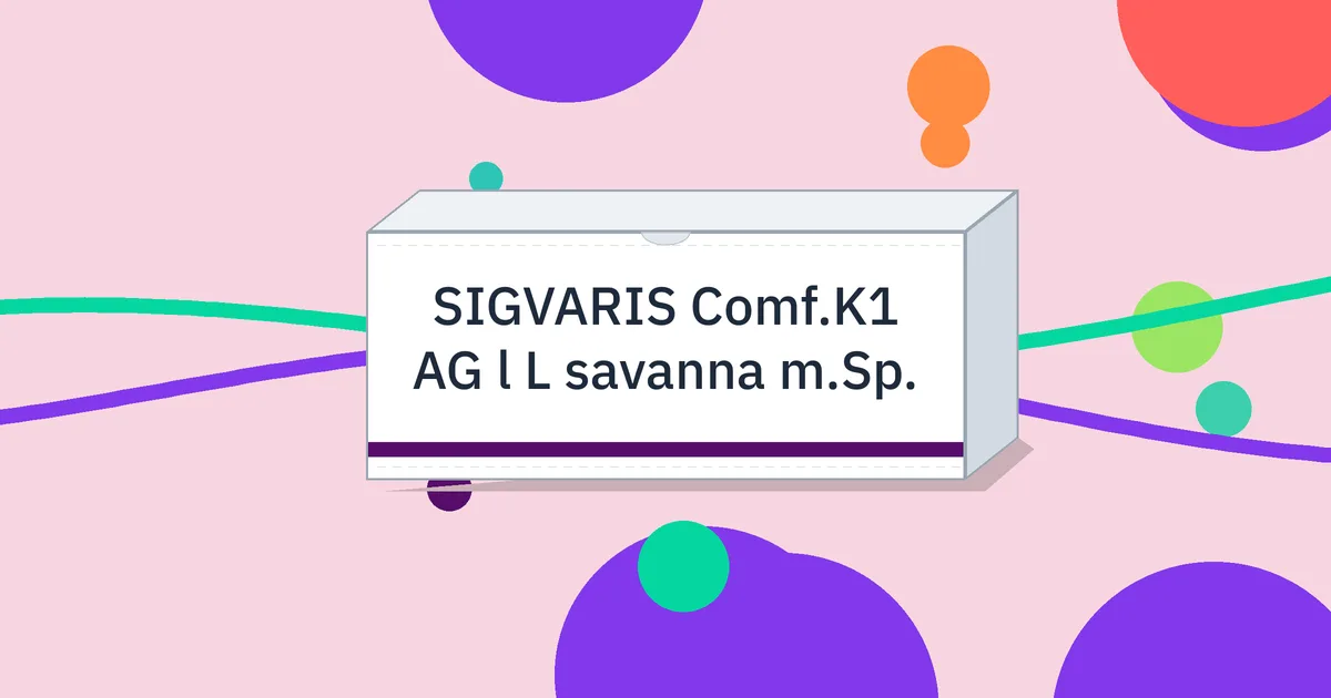 Symbolbild: Packung mit der Aufschrift SIGVARIS Comf.K1 AG l L savanna m.Sp. (PZN 17095677) – Verfügbarkeit und Bezug in Apotheken in Frankfurt am Main