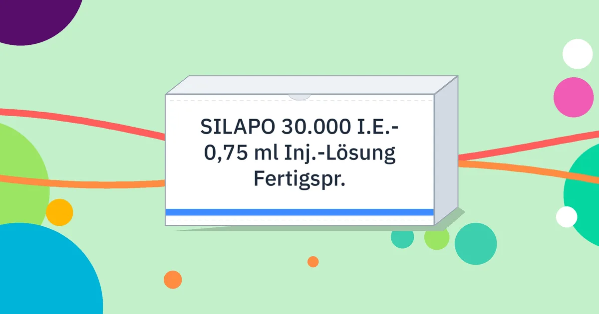 Symbolbild: Packung mit der Aufschrift SILAPO 30.000 I.E.-0,75 ml Inj.-Lösung Fertigspr. (PZN 02351212) – Verfügbarkeit und Bezug in Apotheken in Frankfurt am Main
