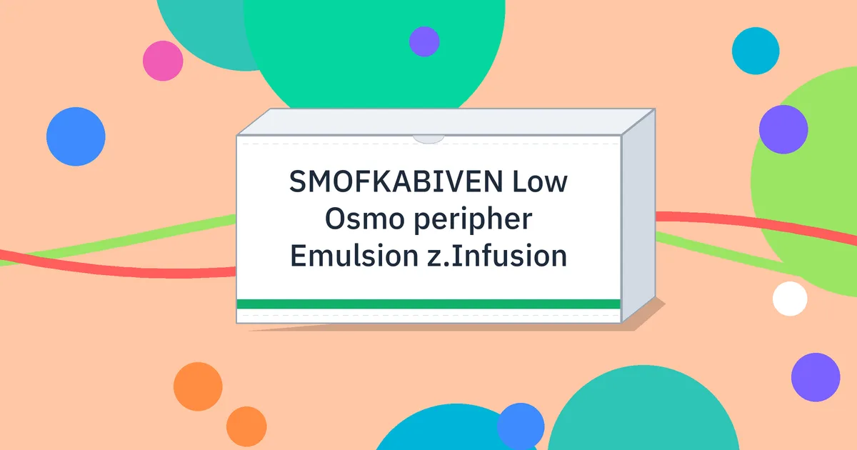 Symbolbild: Packung mit der Aufschrift SMOFKABIVEN Low Osmo peripher Emulsion z.Infusion (PZN 18787650) – Verfügbarkeit und Bezug in Apotheken in Frankfurt am Main