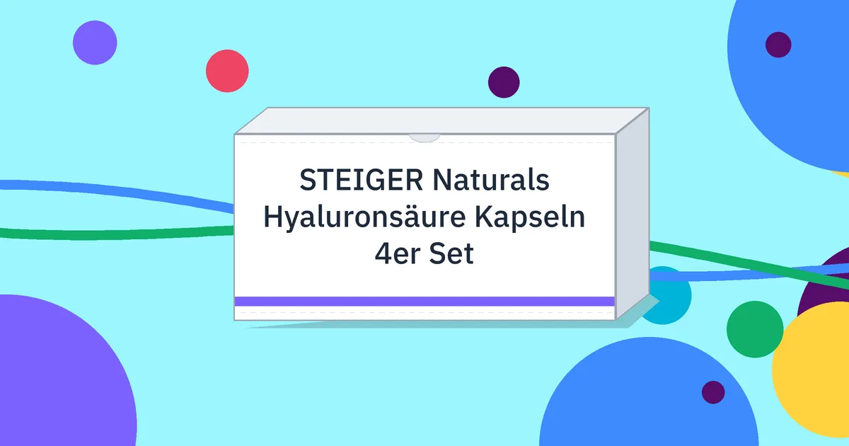 Symbolbild: Packung mit der Aufschrift STEIGER Naturals Hyaluronsäure Kapseln 4er Set (PZN 20098372) – Verfügbarkeit und Bezug in Apotheken in Frankfurt am Main